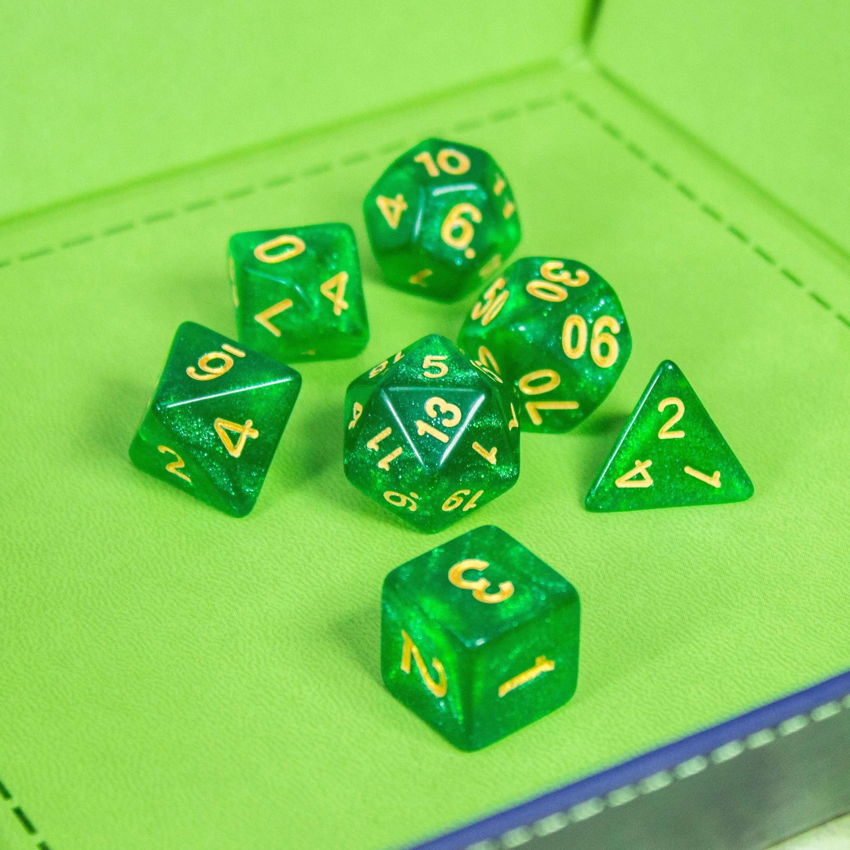 Shamrock Green Shimmer Dice Set | dnd dice