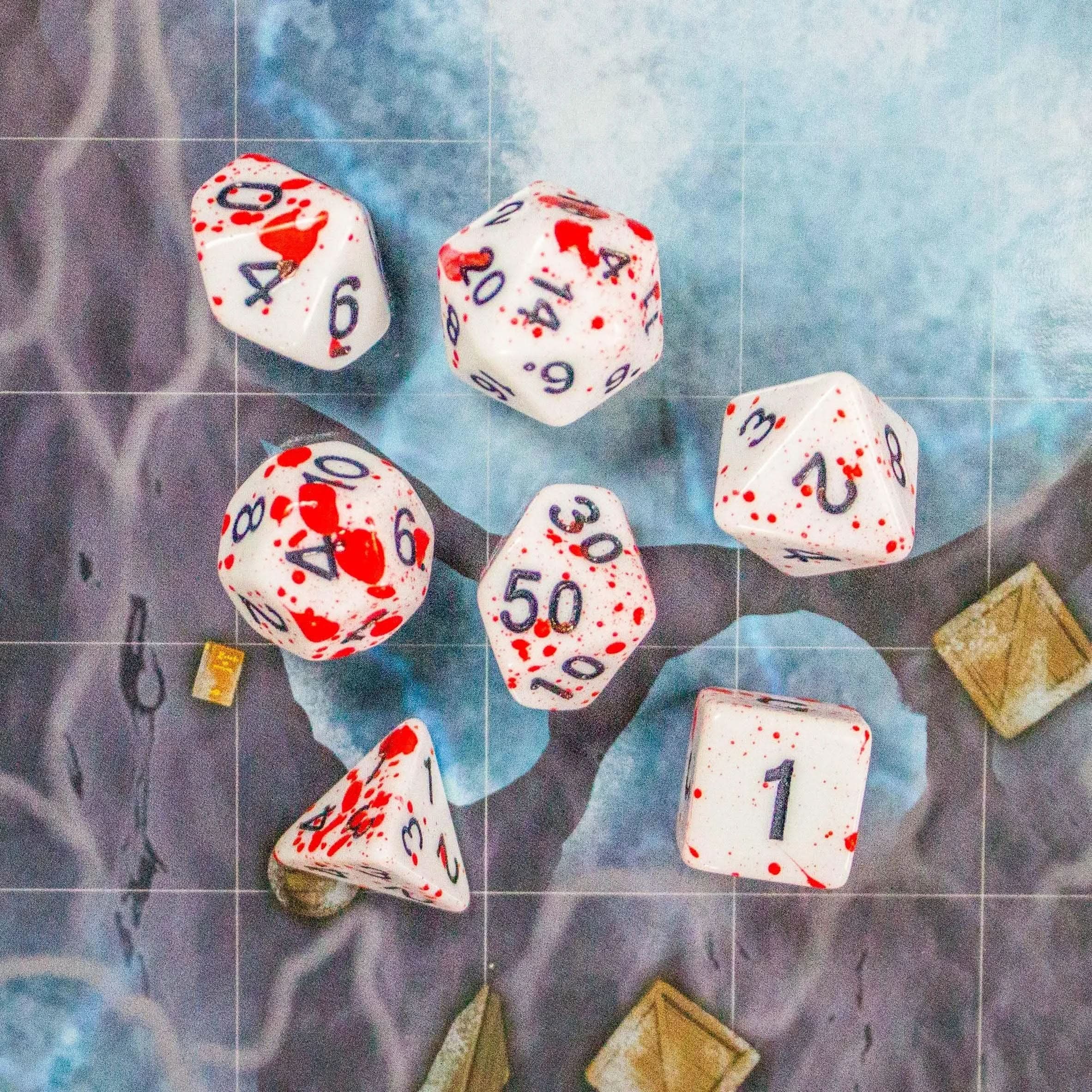 Red Splatter Red Dice | dnd dice