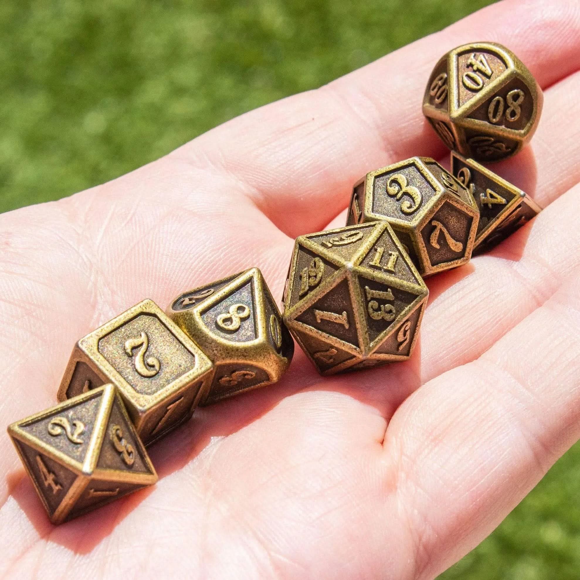 Brass Metal Dice Set for DnD | Stylish Gaming Dice – dnd dice
