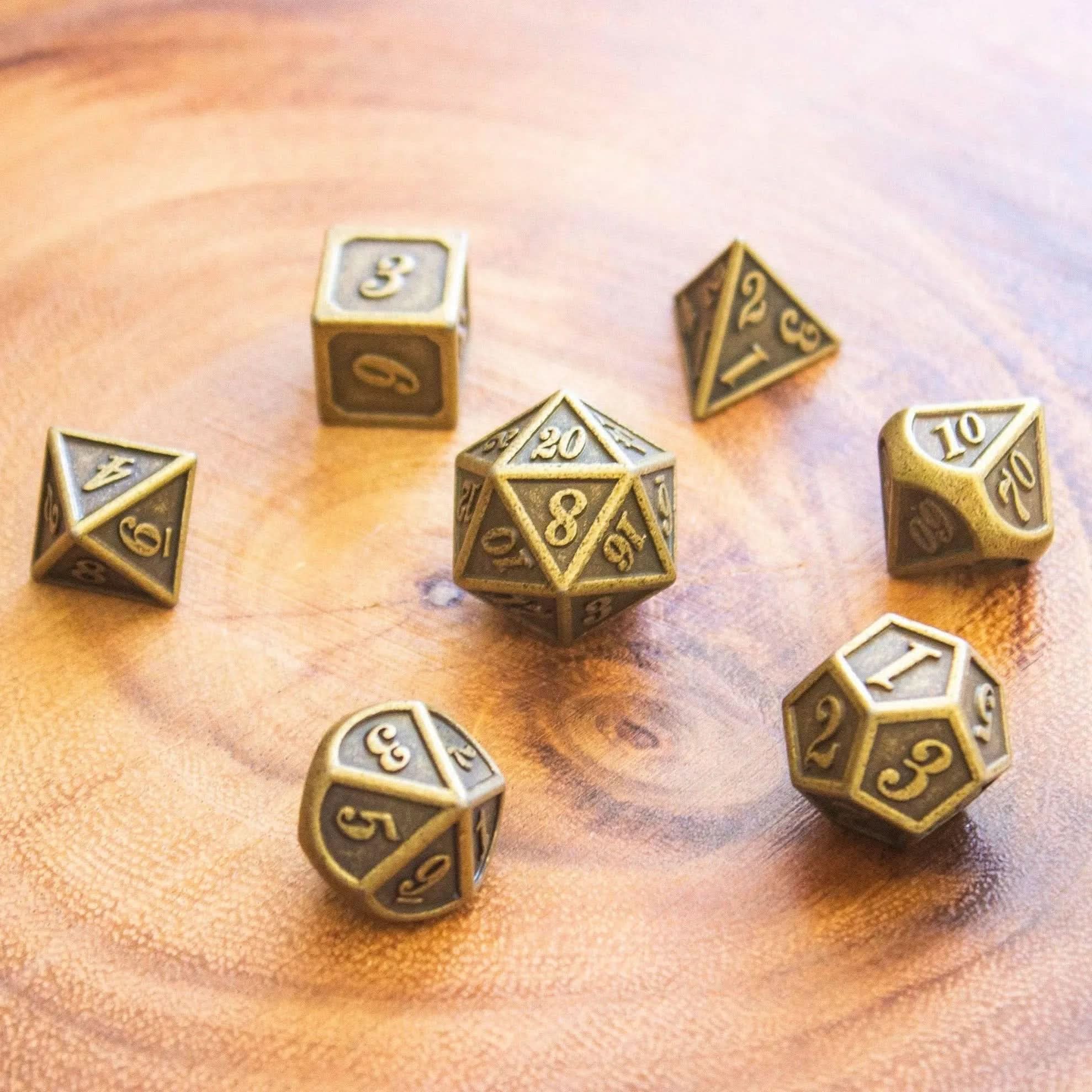 Brass Metal Dice Set for DnD | Stylish Gaming Dice – dnd dice