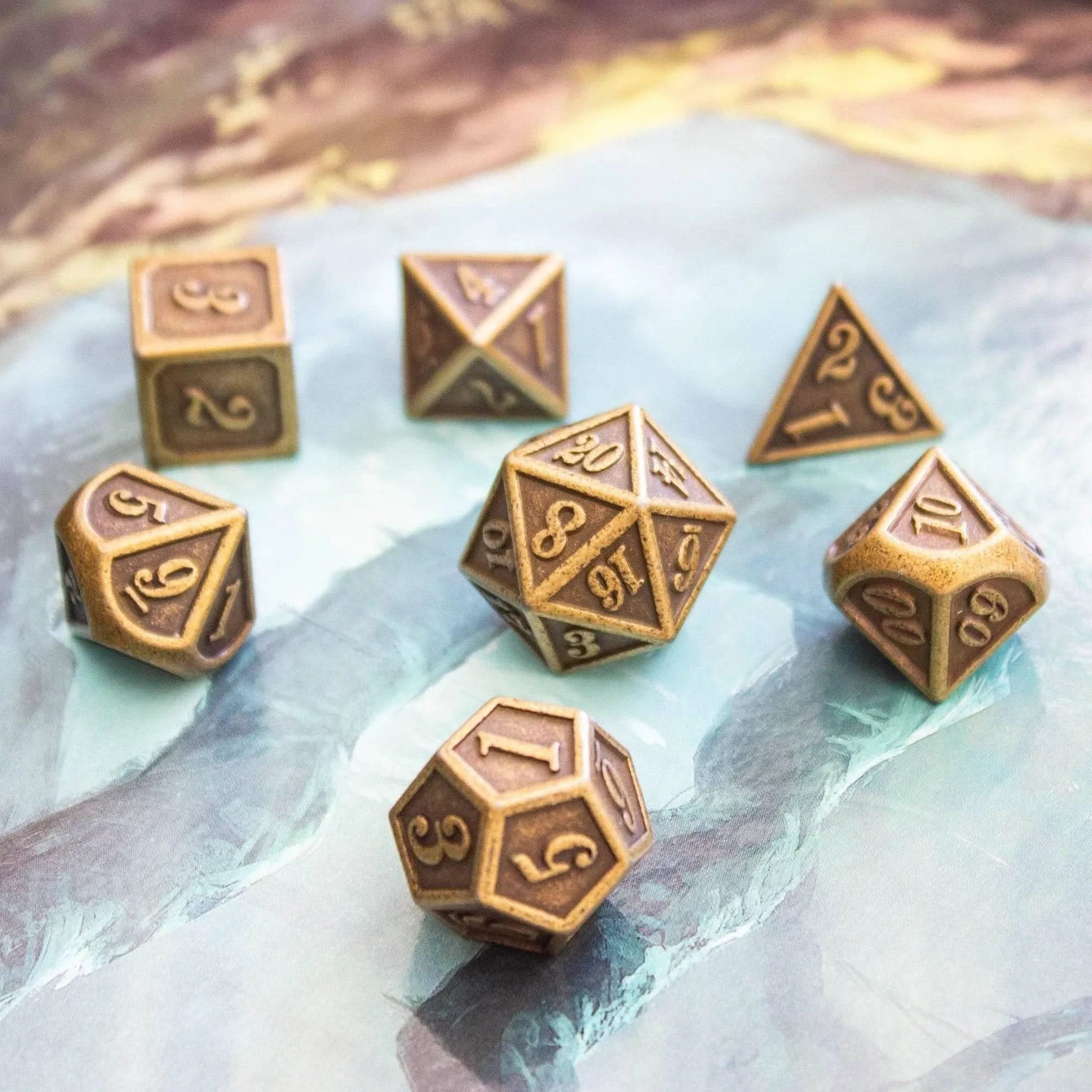 Brass Metal Dice Set for DnD | Stylish Gaming Dice – dnd dice