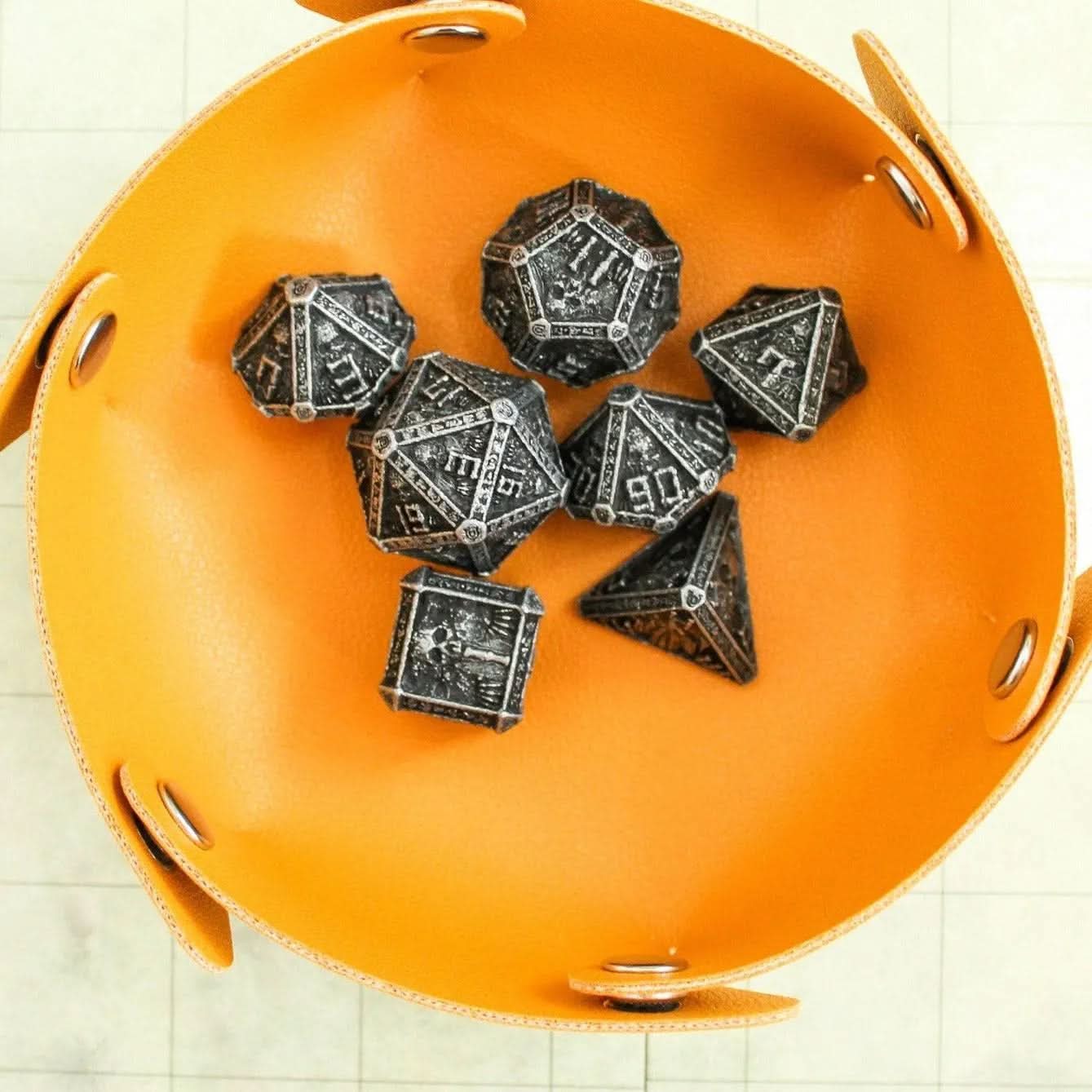 Chunky Black Crypt Metal Dice Set | dnd dice