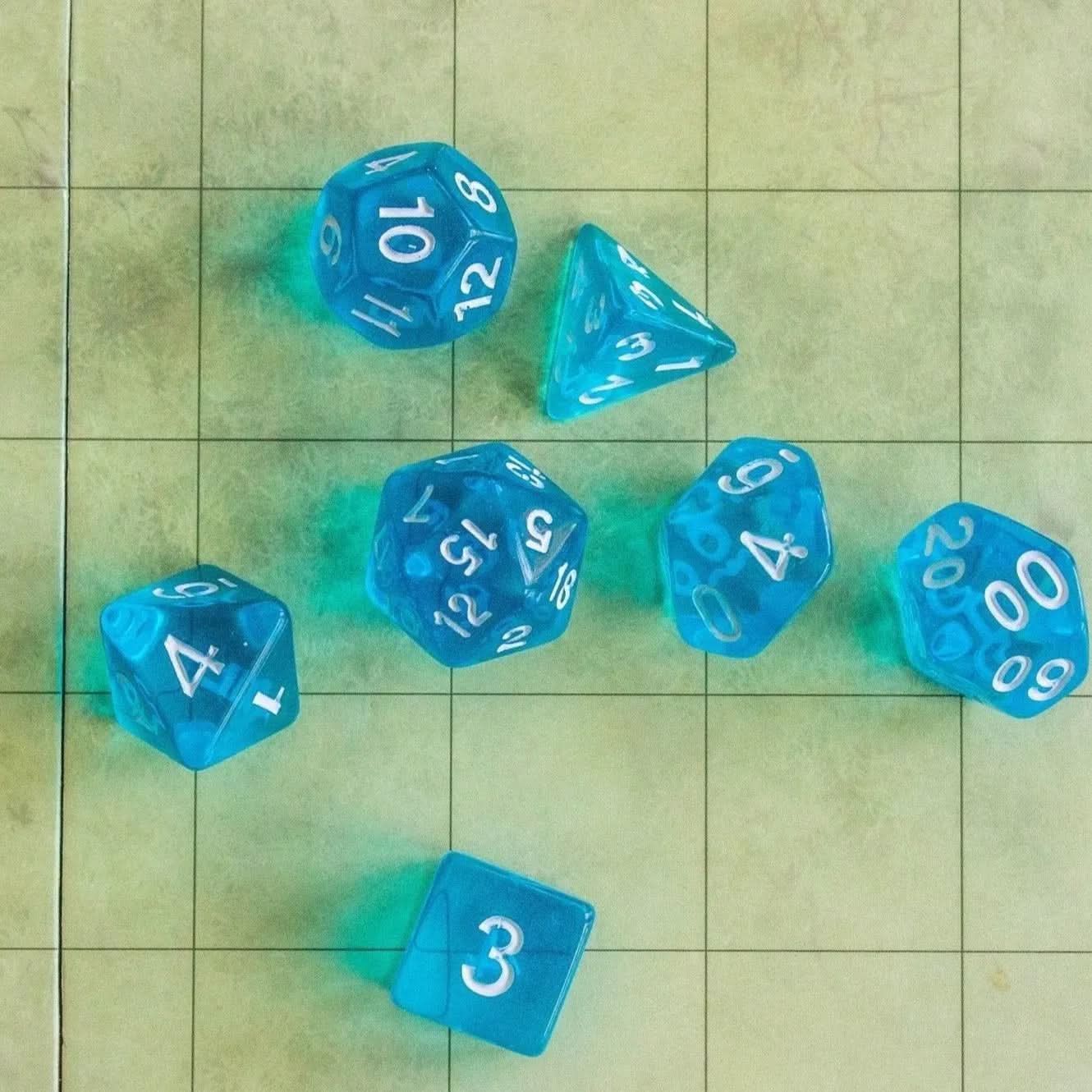 Dice set dnd 5e Ice Blue Dice, Transparent Blue DnD Dice – Mystery DG