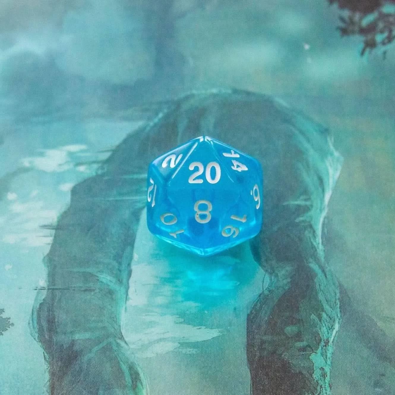 Dice set dnd 5e Ice Blue Dice, Transparent Blue DnD Dice – Mystery DG
