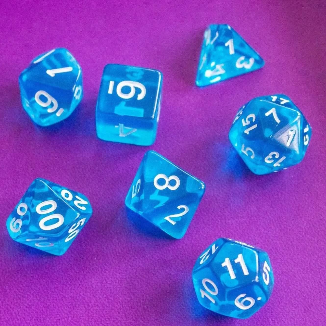Dice set dnd 5e Ice Blue Dice, Transparent Blue DnD Dice – Mystery DG