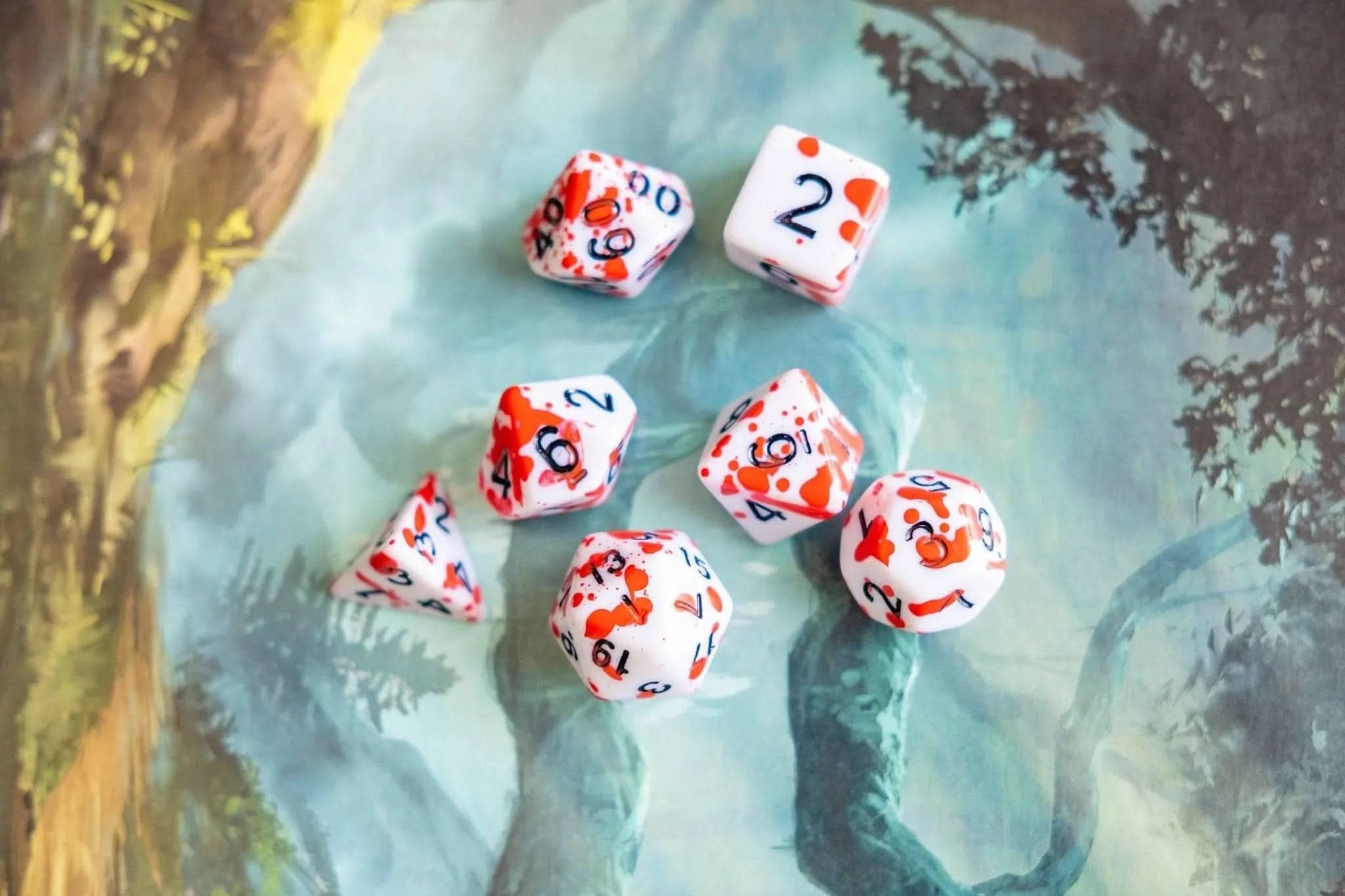 Red Splatter Dice Set | Mystery Dice Goblin